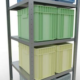 SCHULTE LAGERTECHNIK Fachbodenregal-Stecksystem MULTIplus 250, Grundregal, L&auml;ngenriegel, 2000x750x800 mm, 5 B&ouml;den, verzinkt
