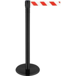 RS-GUIDESYSTEMS Gurtpfosten GLA 86, Metall, H&ouml;he 1000 mm, Gurtbandma&szlig; L 7000 x B 100 mm, rot/wei&szlig; schraffiert