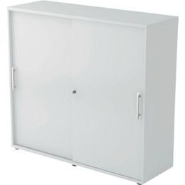 Schiebet&uuml;renschrank, 3 OH, B 1200 x T 400 x H 1100 mm, lichtgrau