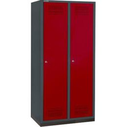 Sch&auml;fer Shop Sch&auml;fer Shop Genius Kleiderspind mit Sockel, 2 Abteile, 400 mm Abteilbreite, Zylinderschloss, anthrazit/rubinrot