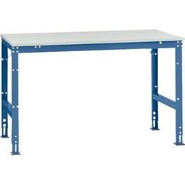 Manuflex Arbeitstisch UNIVERSAL Standard, 1500 x 1000 mm, Kunststoff lichtgrau, brillantblau