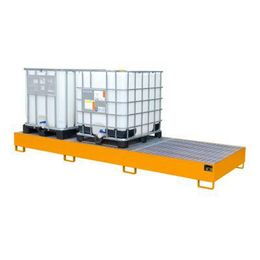 Bauer Auffangwanne AW 1000-3, f&uuml;r 3 IBC-Container &agrave; 1000 l oder 10 F&auml;sser &agrave; 200 l, L 3850 x B 1300 x H 340 mm, unterfahrbar, gelborange