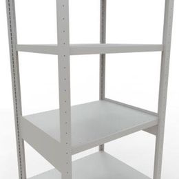 SCHULTE LAGERTECHNIK Fachbodenregal-Stecksystem MULTIplus 250, Grundregal, L&auml;ngenriegel, 2500x750x600 mm, 6 B&ouml;den, lichtgrau