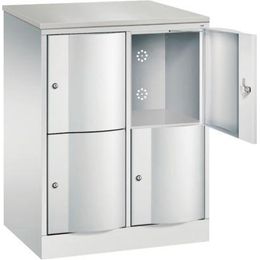 C+P Schlie&szlig;fachschrank Resisto, 2 Abteile, 4 F&auml;cher, B 772 x T 540 x H 1077 mm, Lichtgrau