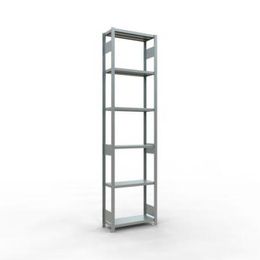 SCHULTE LAGERTECHNIK Fachbodenregal-Stecksystem MULTIplus 250, Grundregal, L&auml;ngenriegel, 3000x750x300 mm, 7 B&ouml;den, verzinkt
