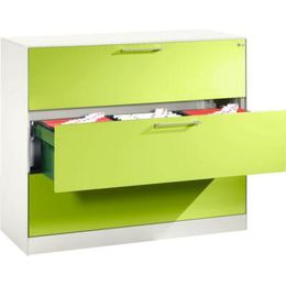 C+P Hängeregistraturschrank ASISTO C 3000, 3 Schubladen, 3-bahnig, B 1200 mm, weiß/viridingrün