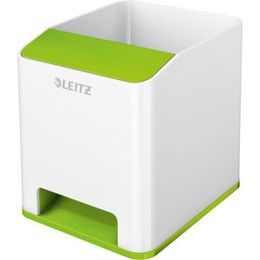 Stiftehalter Leitz WOW Sound, 1 Fach, Smartphone-Fach mit Soundverst&auml;rkung, wei&szlig;/gr&uuml;n
