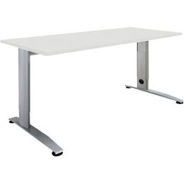 Sch&auml;fer Shop Sch&auml;fer Shop Select Schreibtisch LOGIN, manuell h&ouml;heneinstellbar, C-Fu&szlig;, B 1200 x T 800 x H 660-820 mm, lichtgrau/wei&szlig;alu