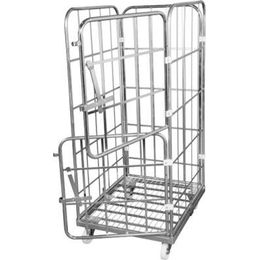 Rollbox, 4-seitig, Stahl-Bodenplatte, mit 2 halben Vorderw&auml;nden, H 1640 mm