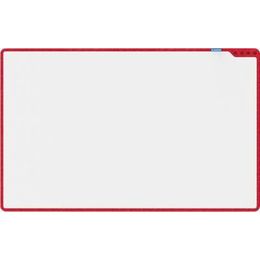 PLAYROOM Whiteboard PLAYBOARD, e3-emaillierter Stahl, wei&szlig;, Recycling-PET-Rahmen rot, B 750 x H 1180 mm