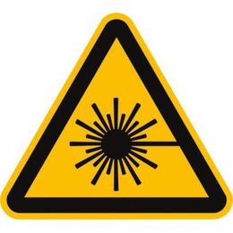 moedel Warnzeichen &bdquo;Warnung vor Laserstrahl&ldquo;, nach ISO 7010 W004, Folie selbstklebend, B 30 x H 30 mm, 6 St&uuml;ck/Bogen