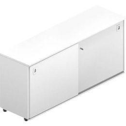 Schiebet&uuml;renschrank ARLON OFFICE, 2 F&auml;cher, abschlie&szlig;bar, Muschelgriffe, B 1600 x T 450 x H 730 mm, wei&szlig;