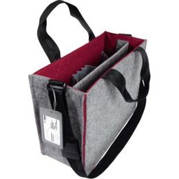 Laptoptasche Sigel Desk Sharing Bag Bicolor M, f&uuml;r Laptops bis 15,4&Prime;, 2 gro&szlig;e F&auml;cher/2 Seitenf&auml;cher, Tragegriffe, Schultergurt, Kunstfilz, grau-rot