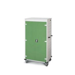 Laptopwagen mit Ladefunktion, 2-Punkt-Verriegelung, Feststellbremse, 26 F&auml;cher, B 920 x T 500 x H 1540, gr&uuml;n
