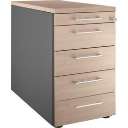 Sch&auml;fer Shop Sch&auml;fer Shop Genius Standcontainer 13333, mit Griff eckig, B 435 x H 717 mm, anthrazit/Eiche-Dekor