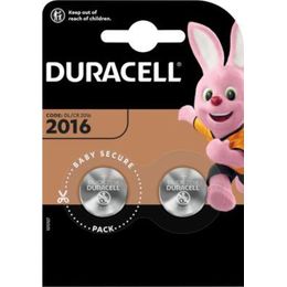 Knopfzellen Duracell CR2016, Lithium, 3 V, 75 mAh, &Oslash; 20 x H 1,6 mm, 2 St&uuml;ck
