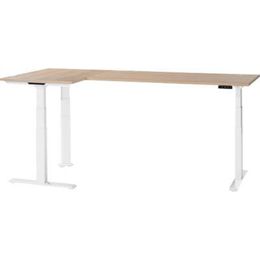 Sch&auml;fer Shop Sch&auml;fer Shop Genius Winkelschreibtisch Modena Flex, elektrisch h&ouml;henverstellbar, 90&deg; Winkel beidseitig, B 2000 x T 1600 mm, Eiche/wei&szlig;