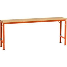 Manuflex Grundtisch UNIVERSAL Spezial, 2000 x 800 mm, Multiplex natur, rotorange