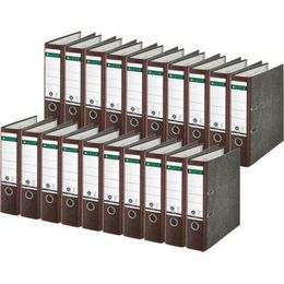 Leitz&reg; Ordner 1080, DIN A4, R&uuml;ckenbreite 80 mm, Griffloch, geklebtes R&uuml;ckenschild, Hartpappe, 20 St&uuml;ck, braun