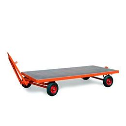 ROLLCART Schwerlastanh&auml;nger, 1-Achs-Drehschemel-Lenkung, Vollgummireifen, Tragkraft 5000 kg, 3000 x 1500 mm