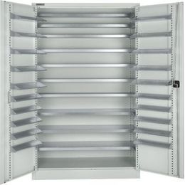 Sch&auml;fer Shop Sch&auml;fer Shop Select Magazinschrank, 10 Fachb&ouml;den, ohne Ausstattung, B 1200 x T 500 x H 1935 mm, Stahl, lichtgrau