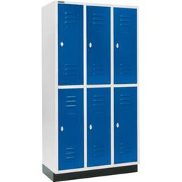 Sch&auml;fer Shop Sch&auml;fer Shop Select Kleiderspind, mit 3 x 2 Abteilen, 300 mm, mit Sockel, Drehriegelverschluss, T&uuml;r enzianblau