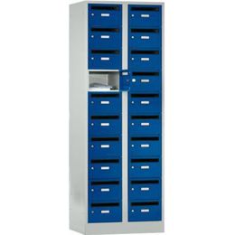 Postverteilerschrank, mit Einwurfschlitz, 2 Abteile, Sicherheitszylinderschloss, enzianblau