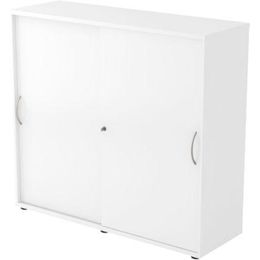 Schiebet&uuml;renschrank TARA, 3 Ordnerh&ouml;hen, B 1200 x T 400 x H 1180 mm, abschlie&szlig;- & stapelbar, wei&szlig;