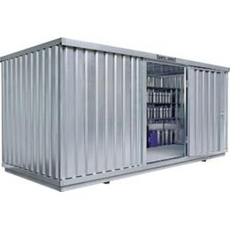 Einzel-Container S&auml;bu SAFE TANK 1700, f&uuml;r passive Lagerung, Volumen 1480 l, mit Auffangwanne & Gitterrost, B 5080 x T 2170 x H 2300 mm, silber
