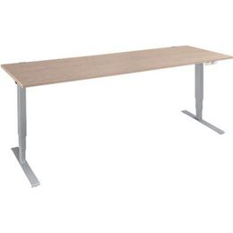 Sch&auml;fer Shop Sch&auml;fer Shop Genius Schreibtisch AERO FLEX, elektrisch h&ouml;henverstellbar, Rechteck, T-Fu&szlig;, B 2000 x T 800 x H 620-1280 mm, Eiche/wei&szlig;alu + Memorypanel