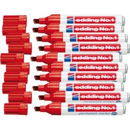 Edding No.1 permanent Marker, 10 St&uuml;ck, rot