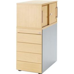 Sch&auml;fer Shop Sch&auml;fer Shop Genius Standcontainer mit Aufsatzschrank inkl. Schiebet&uuml;r, komplett abschlie&szlig;bar, mit Griffnut, ahorn
