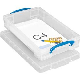 Transportbox Really Useful Box, Volumen 6 l, L 465 x B 270 x H 85 mm, stapelbar, mit Deckel & Klappgriffen, PP, transparent