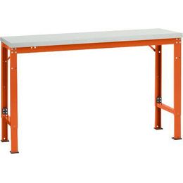 Manuflex Grundtisch UNIVERSAL Spezial, 1500 x 800 mm, Kunststoff lichtgrau, rotorange