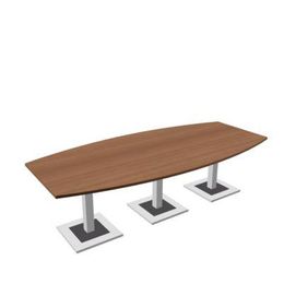 Konferenztisch, bis 12 Personen, Boot, Standfu&szlig;, B 3500 x T 1200 x H 720-820 mm, Kirsche Romana/silber