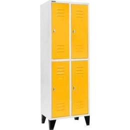 Sch&auml;fer Shop Sch&auml;fer Shop Select Kleiderspind, mit 2 x 2 Abteilen, 300 mm, mit F&uuml;&szlig;en, Drehriegelverschluss, T&uuml;r gelb