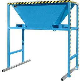 Bauer BTM Bef&uuml;lltrichter, Stahlblech, mobil und station&auml;r, Einfahrtaschen, L 1700 x B 1980 x H 2050 mm, lackiert, lichtblau RAL 5012