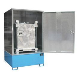 Gefahrstoffschrank Bauer GS-4, Stahlblech, unterfahrbar, f&uuml;r 1 x 1000 l IBC, B 1475 x T 1460 x H 2410 mm, blau