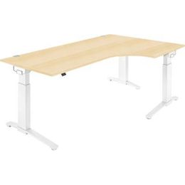 Sch&auml;fer Shop Sch&auml;fer Shop Genius Schreibtisch ERGOSTYLE S, 90&deg;, C-Fu&szlig; Gestell, Ansatz rechts, manuell h&ouml;henverstellbar, melaminharzbeschichtet, B 2000 x T 800 x H 675-895 mm, Ahorn/wei&szlig;