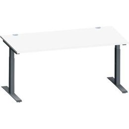 Sch&auml;fer Shop Sch&auml;fer Shop Genius Schreibtisch MODENA FLEX, Rechteck, T-Fu&szlig; Rechteckrohr, B 1600 x T 800 x H 650-850 mm, wei&szlig;/anthrazit