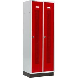 Sch&auml;fer Shop Sch&auml;fer Shop Select Kleiderspind, mit gelochten Streifen, 2 Abteile, 300 mm, mit Sockel, Drehriegelverschluss, T&uuml;r rubinrot