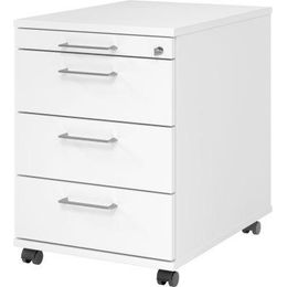 Rollcontainer 1233 Breno, 3 Sch&uuml;be & 1 Utensilienauszug, abschlie&szlig;bar, B 428 x T 580 x H 590 mm, wei&szlig;