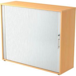 Querrollladenschrank ULM, 3 OH, Rolll&auml;den alusilber, B 1200 x T 400 x H 1100 mm, Buche-Dekor