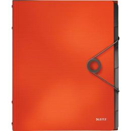 Leitz&reg; Dokumentenmappe Solid, DIN A4, 3 Schutzkappen, 6 F&auml;cher, PP, hellrot