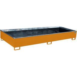 Bauer Regalwanne RW 3300-3 PE, mit PE-Einsatz, B 3262 x T 1312 x H 383 mm, bis 1000 l, Stahl lackiert, gelborange