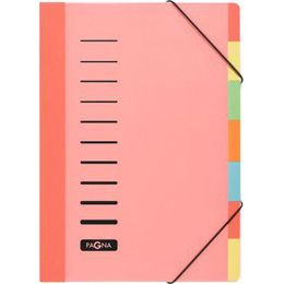 PAGNA Pultordner Color, f&uuml;r DIN A4, 7 F&auml;cher, Polypropylen, rot