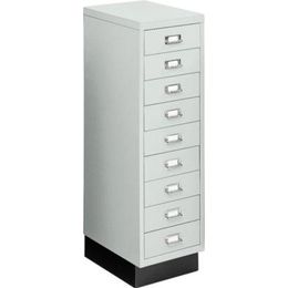 Schubladenschrank DIN A4, mit 9 Schubladen, 940 mm hoch, lichtgrau