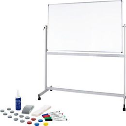 Mobiles Whiteboard Maul Maulstandard, 1200 x 2200 mm, 2-seitig, drehbar + Whiteboard Zubeh&ouml;rset, 31-teilg