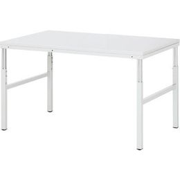 Rau ESD-Basistisch Serie E, manuell h&ouml;henverstellbar, 28 mm Spanplatte mit Melaminbelag, bis 450 kg, B 1200 x T 900 x H 650-1000 mm, lichtgRau