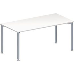 Sch&auml;fer Shop Sch&auml;fer Shop Genius Konferenztisch, Rechteck, 4-Fu&szlig; Rundrohr, B 1600 x T 800 x H 720-840 mm, wei&szlig;/wei&szlig;aluminium RAL 9006